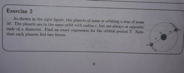 Solved Exercise 2 As shown in the right figure, two planets | Chegg.com