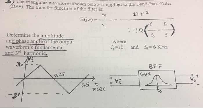 Solved )The triangular waveform shown below is applied to | Chegg.com