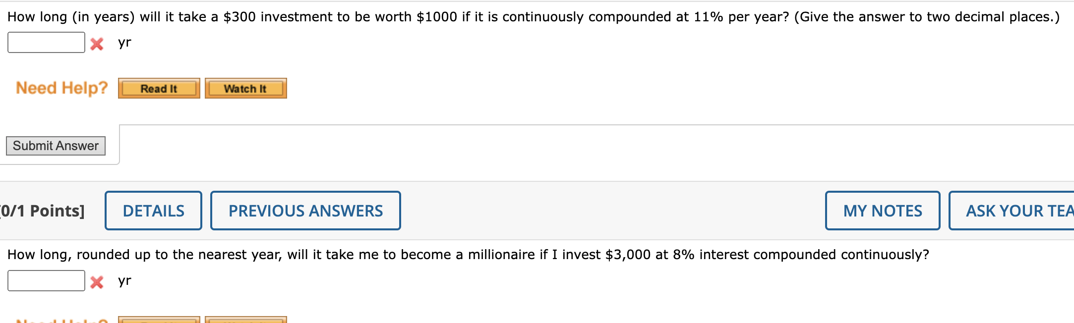 Solved How long (in years) will it take a $300 investment to | Chegg.com