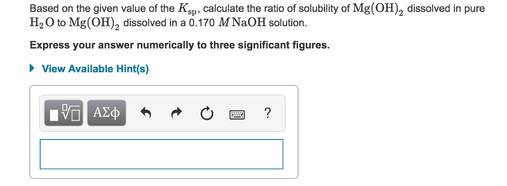 Solved Based on the given value of the Ksp, calculate the | Chegg.com