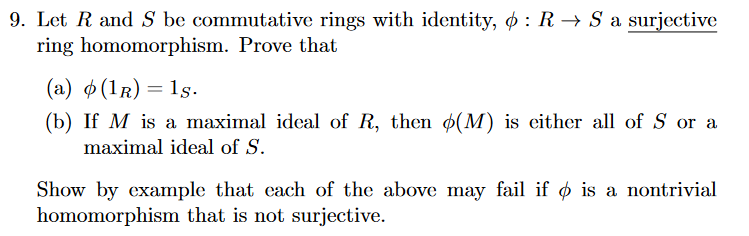 Solved Let R and S be commutative rings with identity, ϕ:R→S | Chegg.com