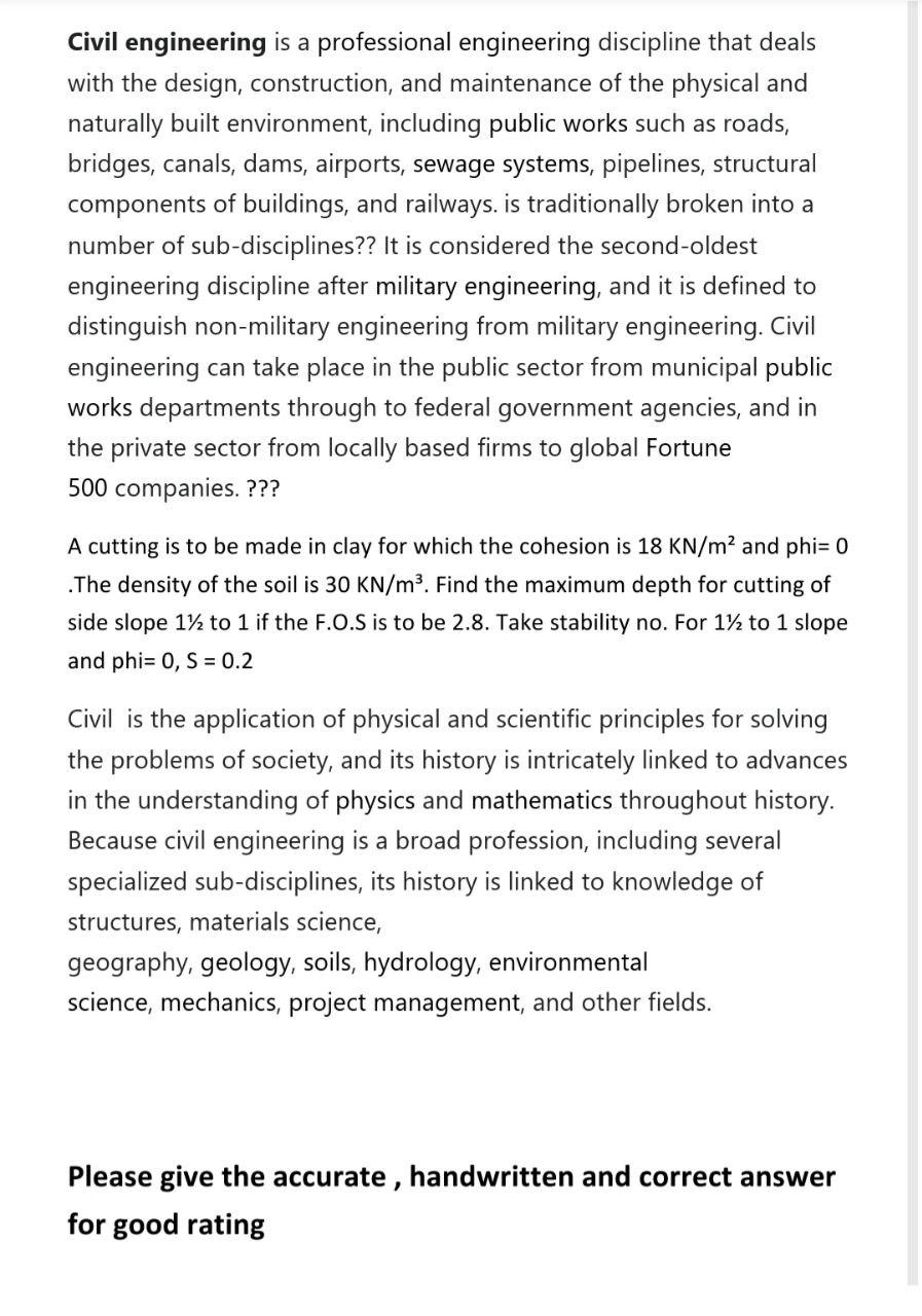 Solved Civil engineering is a professional engineering | Chegg.com