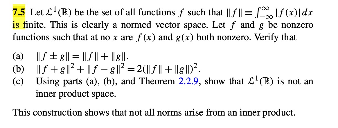 Solved 7.5 ﻿Let L^(1)(R) ﻿be the set of all functions f such | Chegg.com