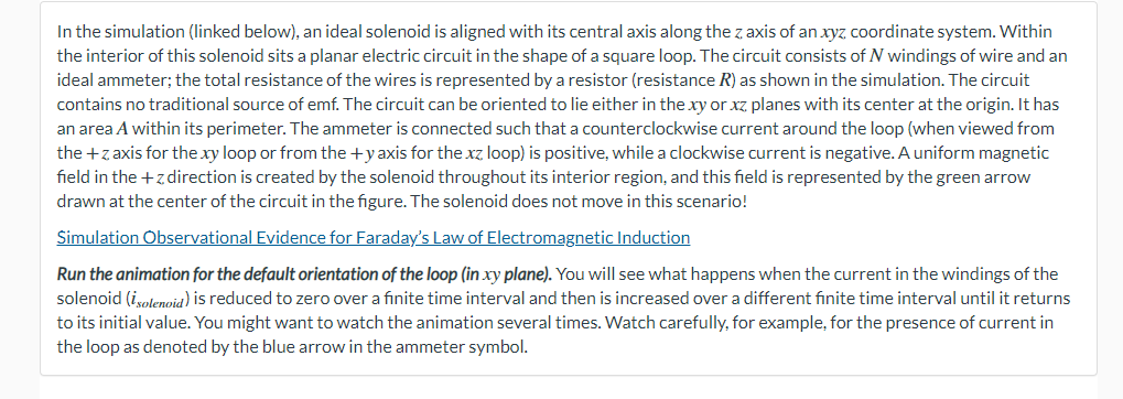 Solved In the simulation (linked below), an ideal solenoid | Chegg.com