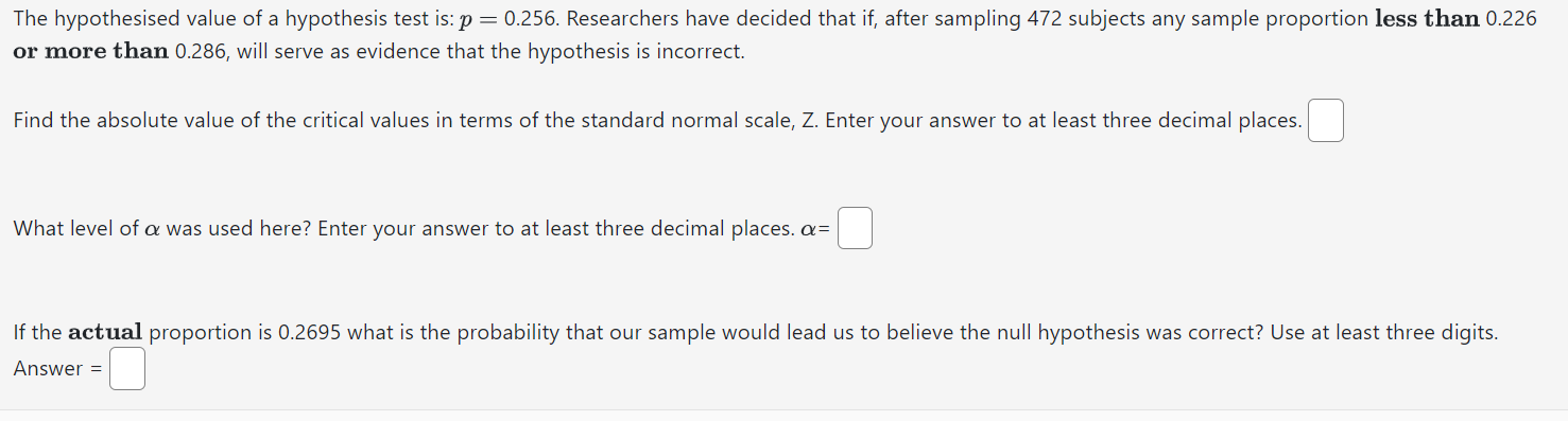 Solved The hypothesised value of a hypothesis test is: | Chegg.com