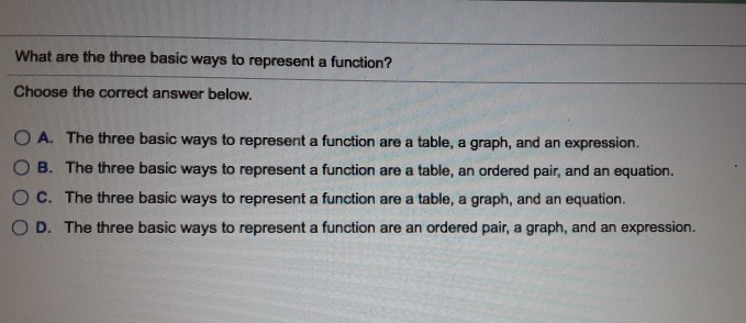 Solved What are the three basic ways to represent a | Chegg.com