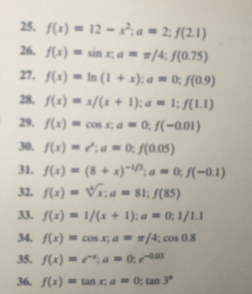 Solved 25-36. Linear Approximation A. Write The Equation Of