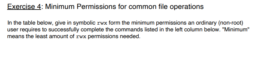 Solved Exercise 4: Minimum Permissions for common file | Chegg.com