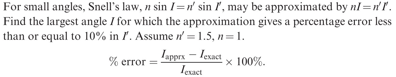 Solved For small angles, Snell's law, n sin I=n' sin I', may | Chegg.com