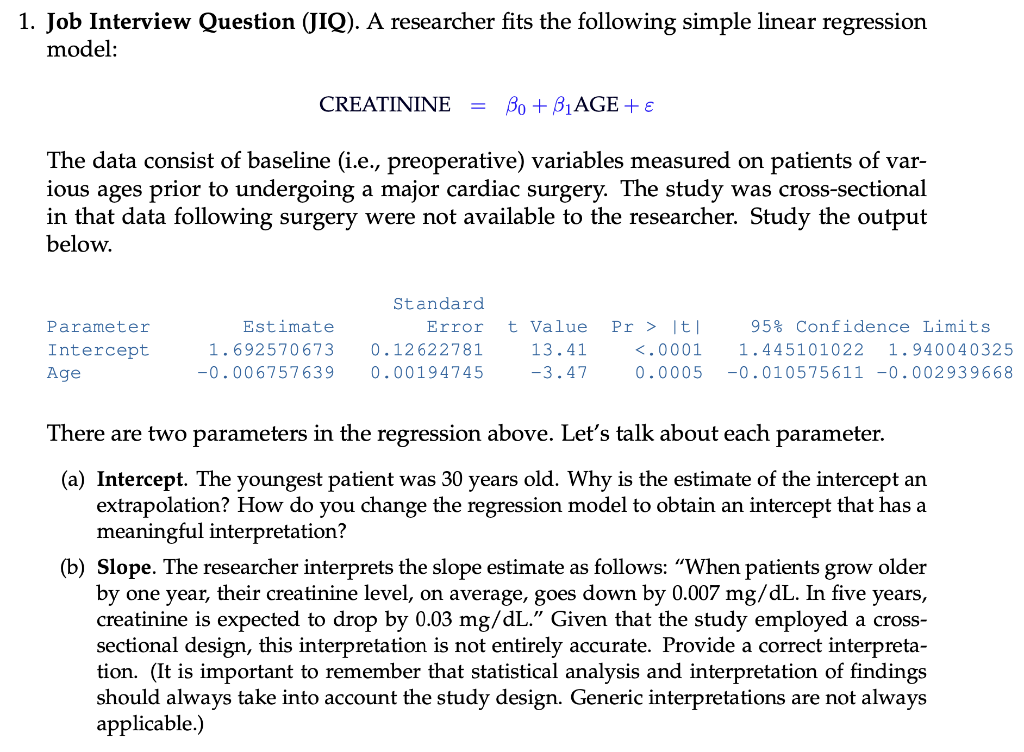 Solved Job Interview Question (JIQ). A researcher fits the | Chegg.com