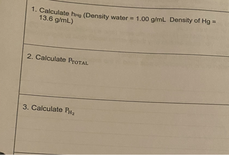 Solved 1. Calculate hHg from equation 2 . 2. Calculate | Chegg.com