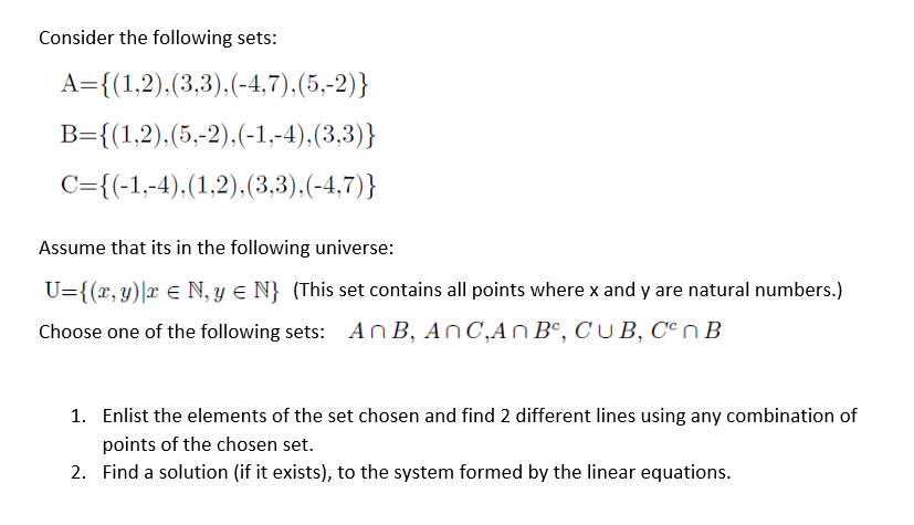 Solved Consider the following sets: | Chegg.com