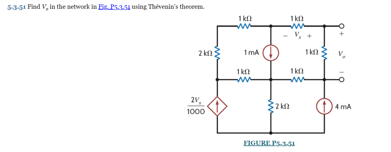 Solved Use thevenin's theorem to find v0 ﻿in the network in | Chegg.com