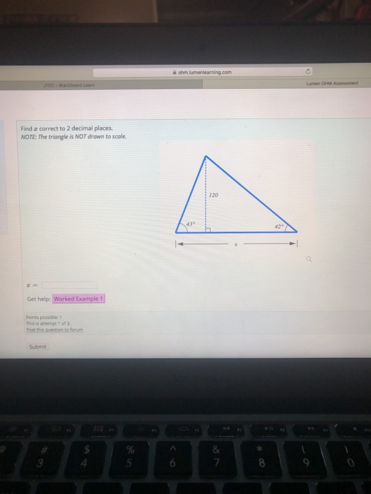 Solved ohm.lumen JTCC-Blackboard Learn Note: Triangle may | Chegg.com