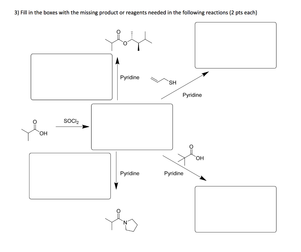 Solved 3) Fill in the boxes with the missing product or | Chegg.com