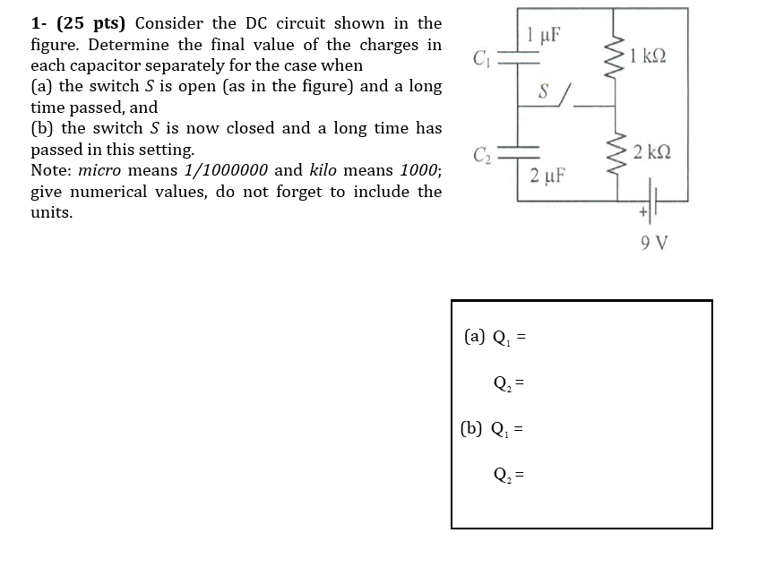 Solved 1- (25 pts) Consider the DC circuit shown in the | Chegg.com