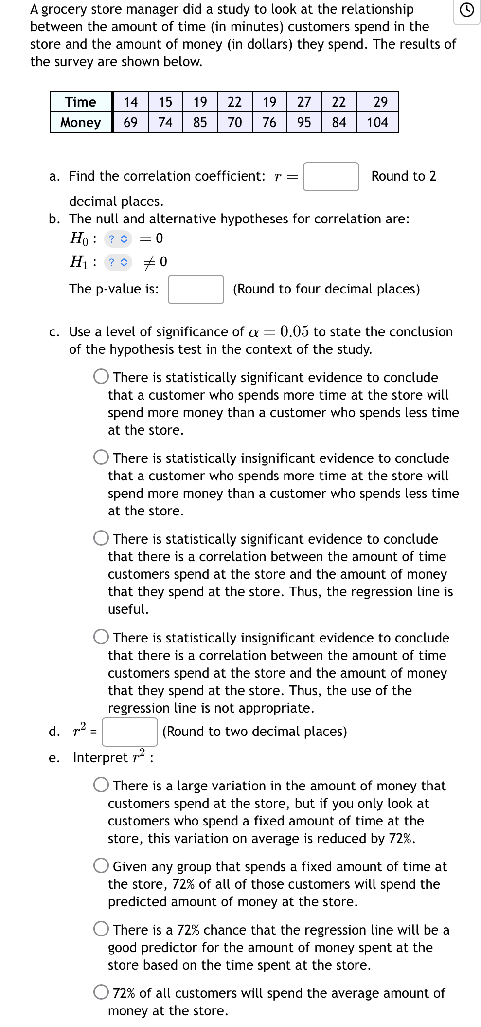 Solved A grocery store manager did a study to look at the | Chegg.com