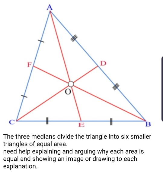 Solved The three medians divide the triangle into six | Chegg.com