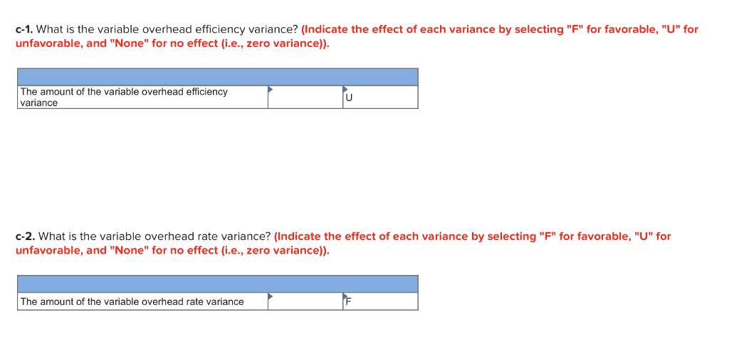 c-1. What is the variable overhead efficiency | Chegg.com