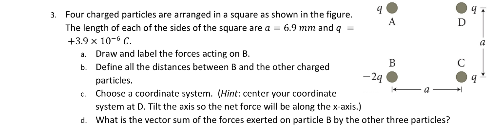 Solved Four charged particles are arranged in a square as | Chegg.com