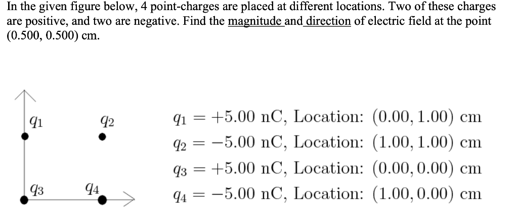 Solved In the given figure below, 4 point-charges are placed | Chegg.com