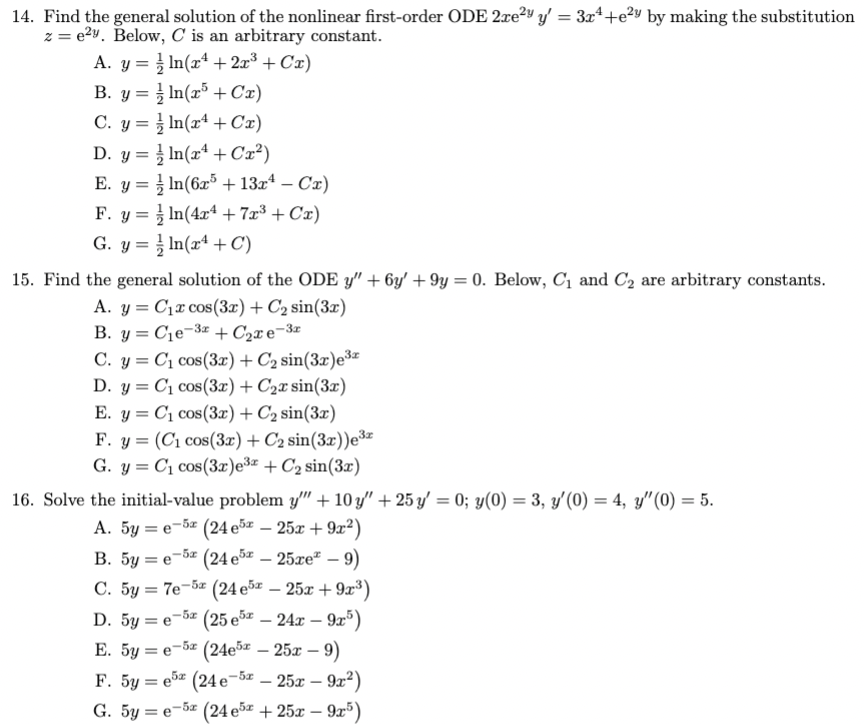 Solved 14 Find The General Solution Of The Nonlinear
