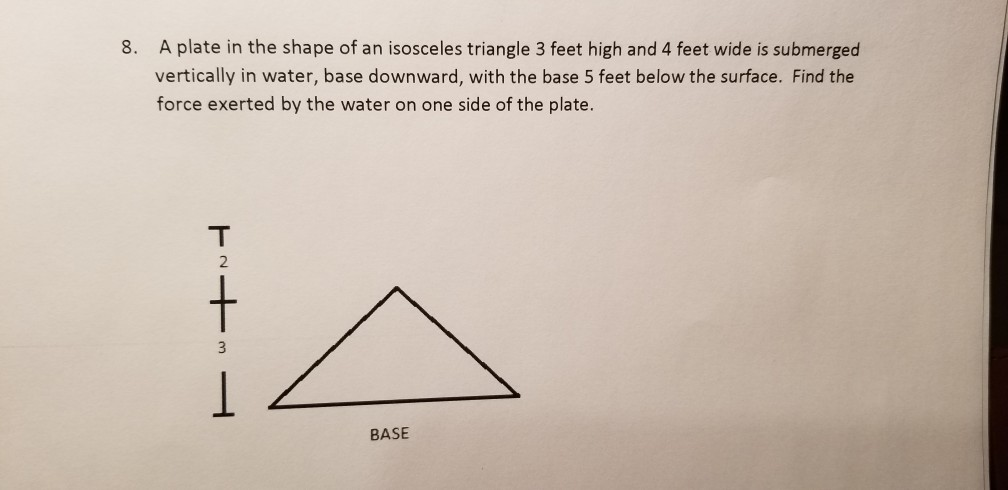 Solved 8. A plate in the shape of an isosceles triangle 3 | Chegg.com