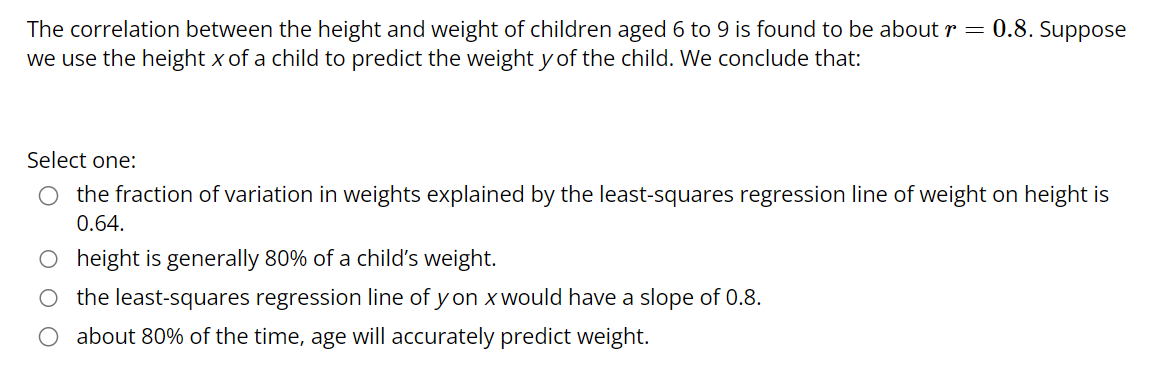 Solved The correlation between the height and weight of | Chegg.com
