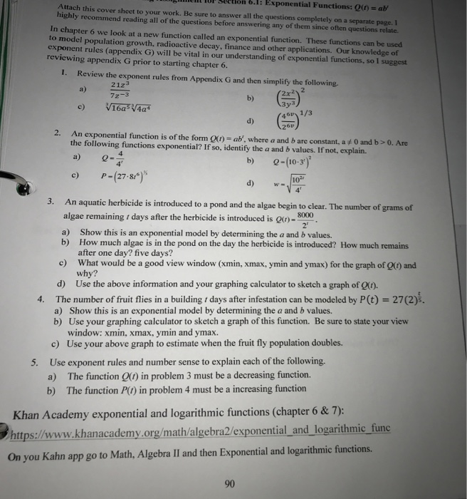 Solved Attach this cover sheet to your work. Be sure to | Chegg.com