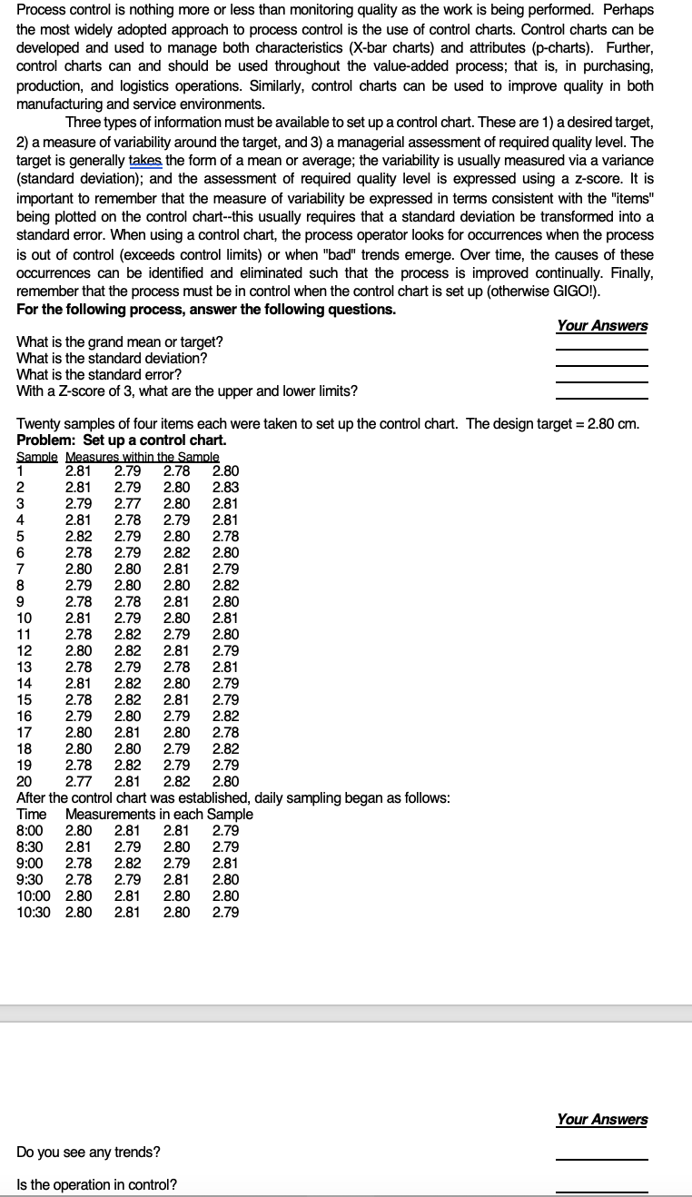 Solved Process control is nothing more or less than | Chegg.com