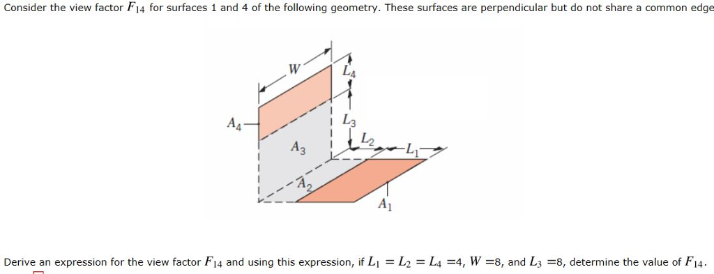 Solved Consider the view factor F14 for surfaces 1 and 4 of | Chegg.com