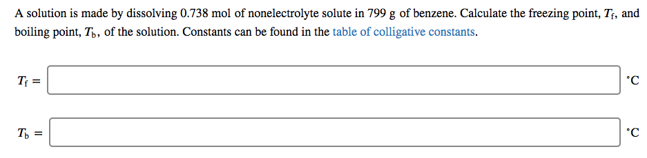 Solved Colligative Constants Constants for freezing-point | Chegg.com