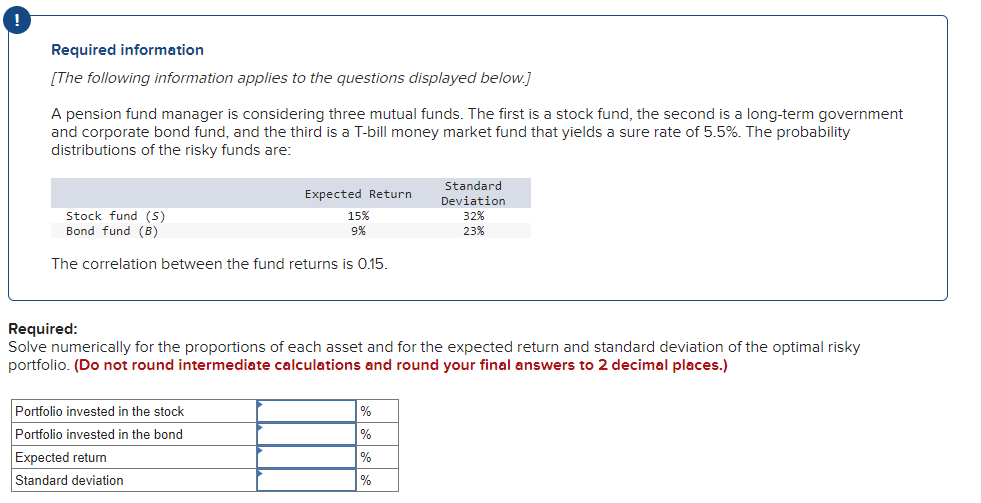 Solved Solve numerically for the proportions of each asset | Chegg.com