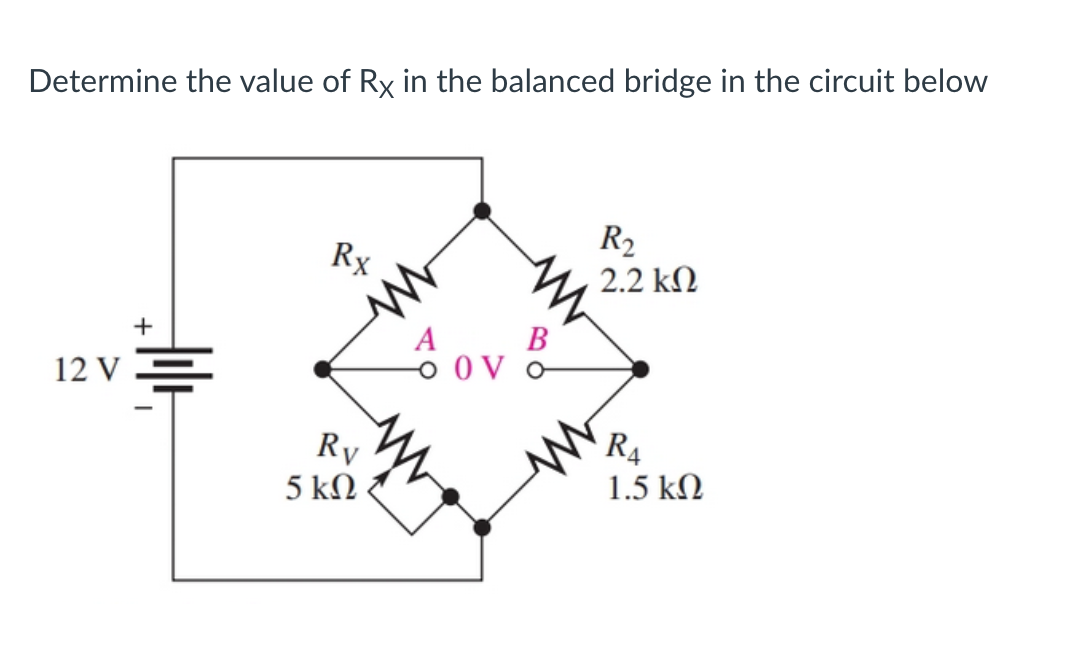 Solved Determine the value of Rx in the balanced bridge in | Chegg.com