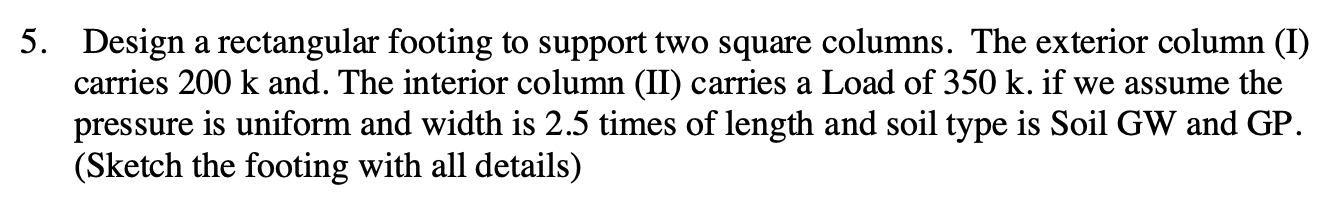 Solved Design a rectangular footing to support two square | Chegg.com