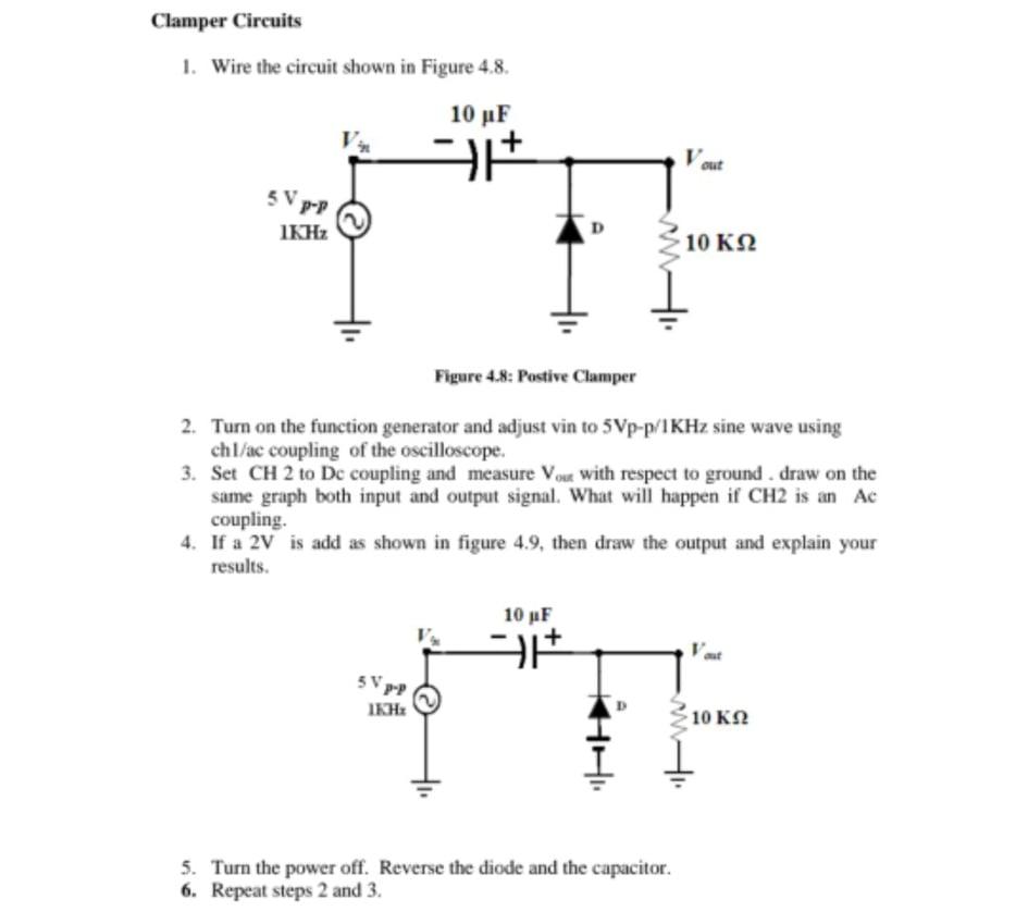Solved Clamper Circuits 1. Wire the circuit shown in Figure | Chegg.com