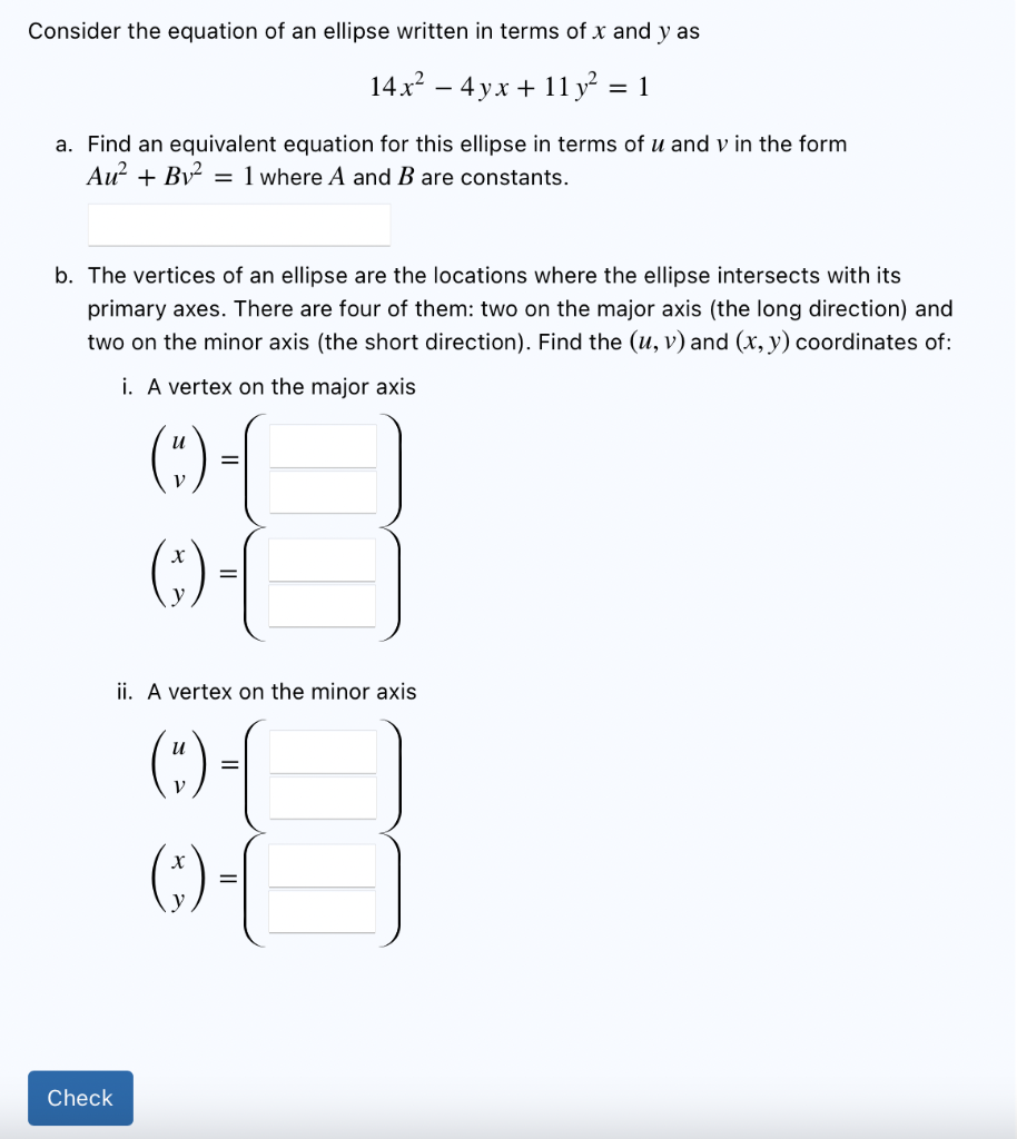 Solved Consider the equation of an ellipse written in terms | Chegg.com