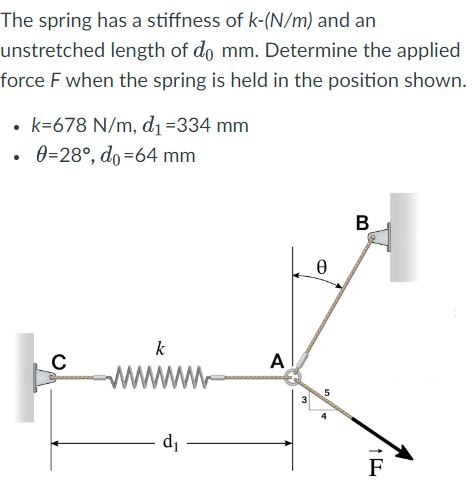 Solved The spring has a stiffness of k−(N/m) and an | Chegg.com
