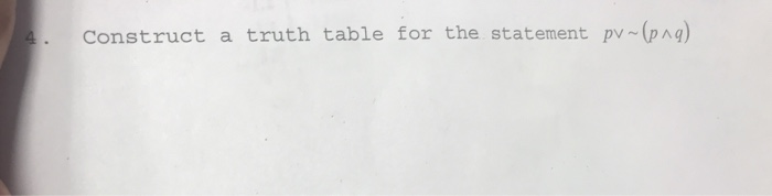 Solved Construct a truth table for the statement pv-(pAg) | Chegg.com