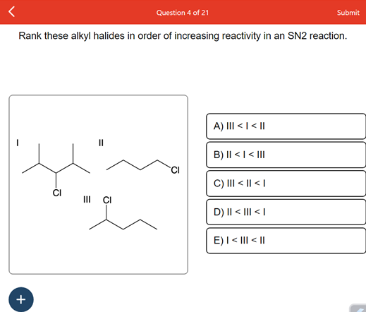 Solved Rank these alkyl halides in order of increasing | Chegg.com