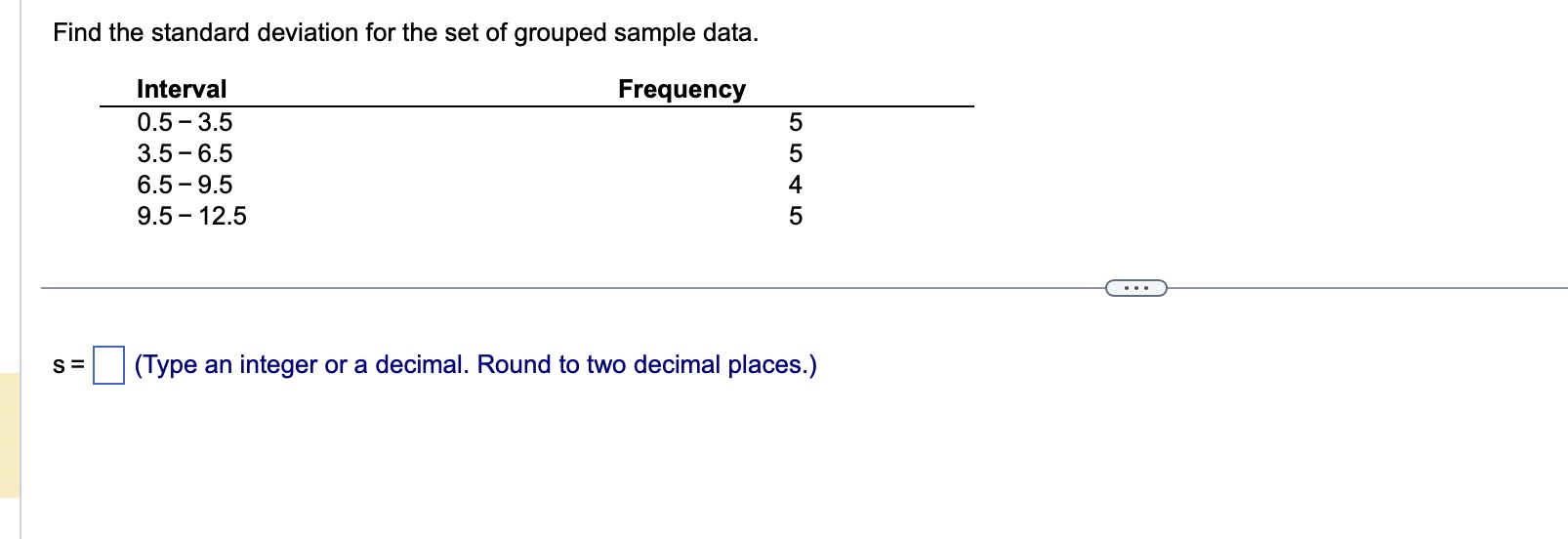 Solved Find the standard deviation for the set of grouped | Chegg.com