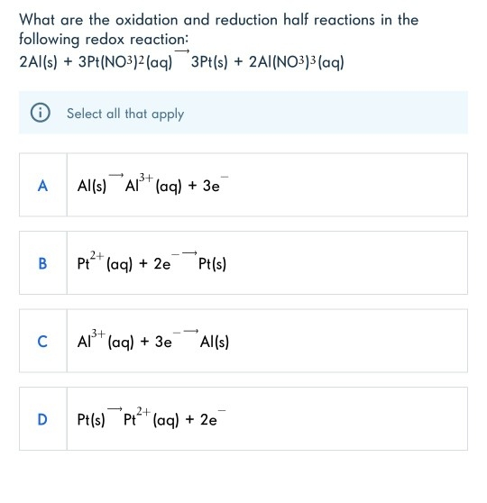 Solved What are the oxidation and reduction half reactions | Chegg.com