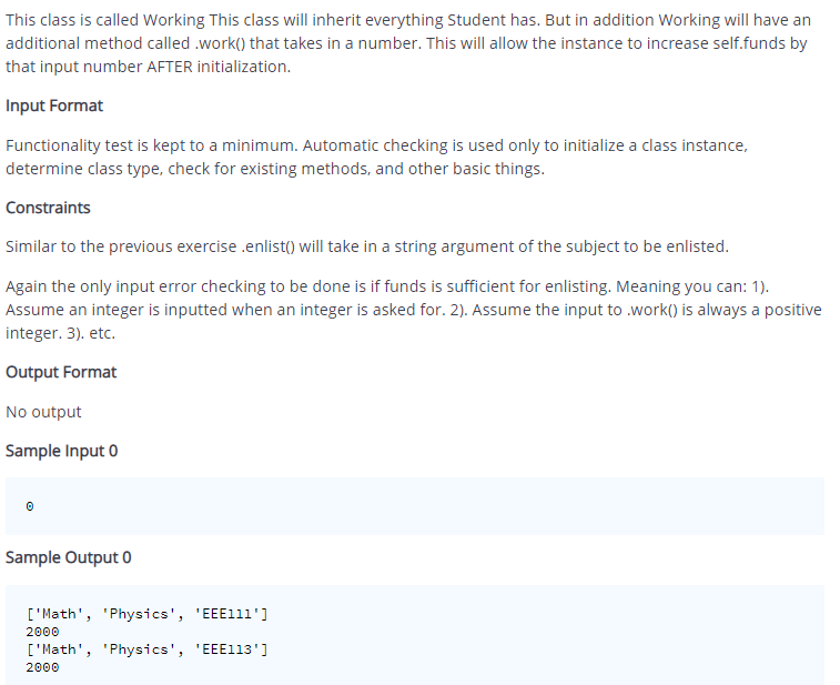 Solved This class is called Working This class will inherit | Chegg.com