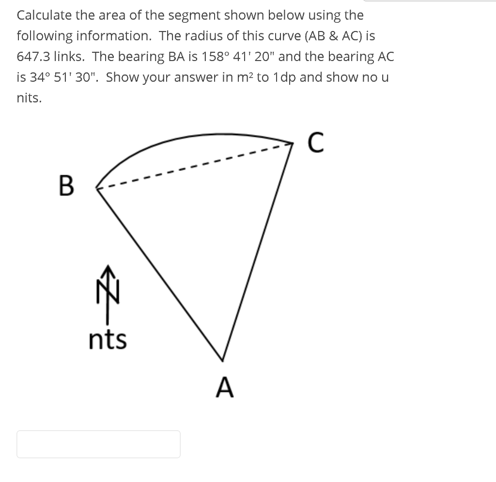 Solved Calculate the area of the segment shown below using | Chegg.com