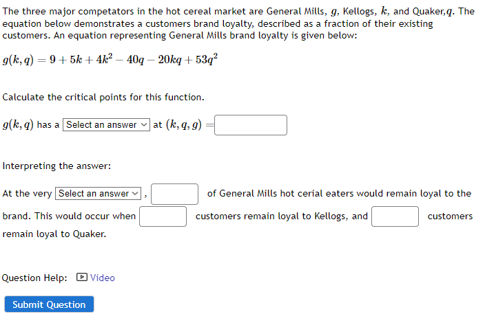 Solved Select Answer Options!g(k,q) has a (Relative Maximum | Chegg.com