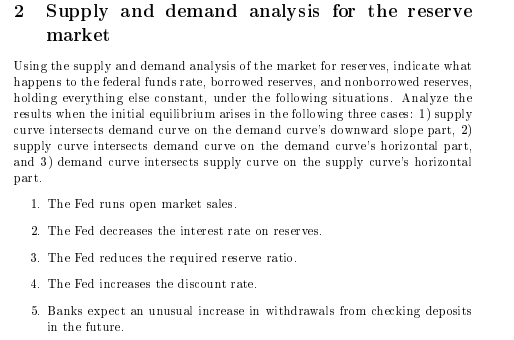 2 Supply and demand analysis for the reserve market | Chegg.com