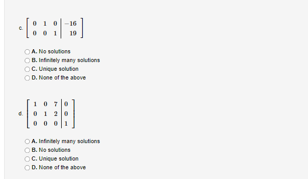 Solved 2 points) The reduced row-echelon forms of the | Chegg.com