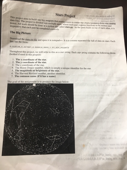 Solved This Stars Project data project aims to build one big | Chegg.com