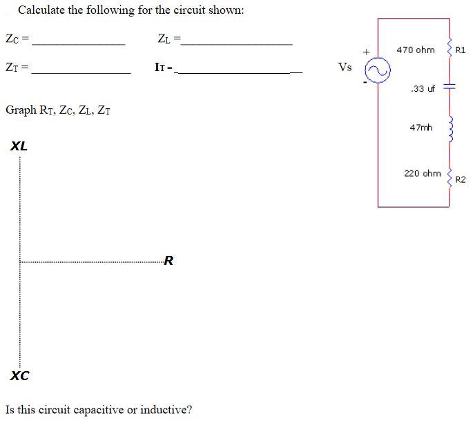 Solved Calculate the following for the circuit shown: Zc = | Chegg.com