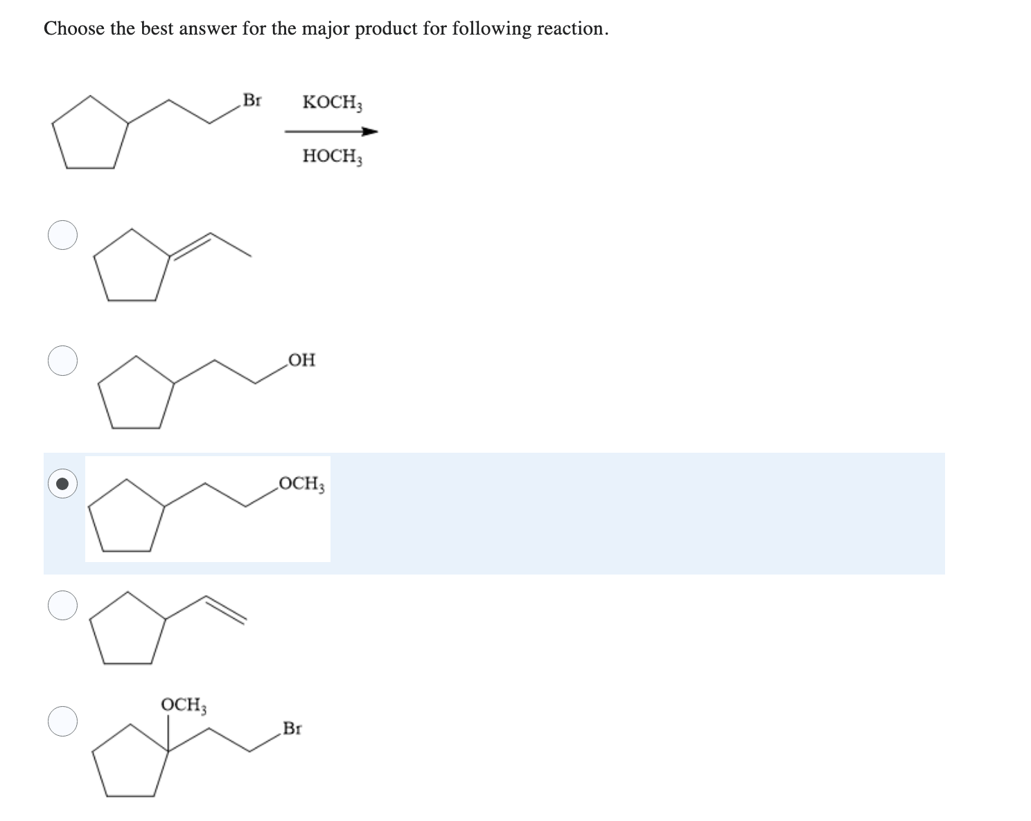 Solved Choose the best answer for the major product for | Chegg.com
